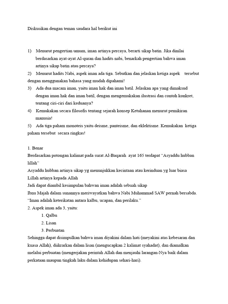 Pemahaman Iman dan Konsep Ketuhanan | PDF