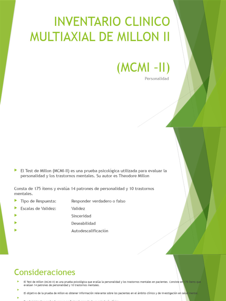 Evaluación del Test de Millon II | PDF | Desorden de personalidad ...