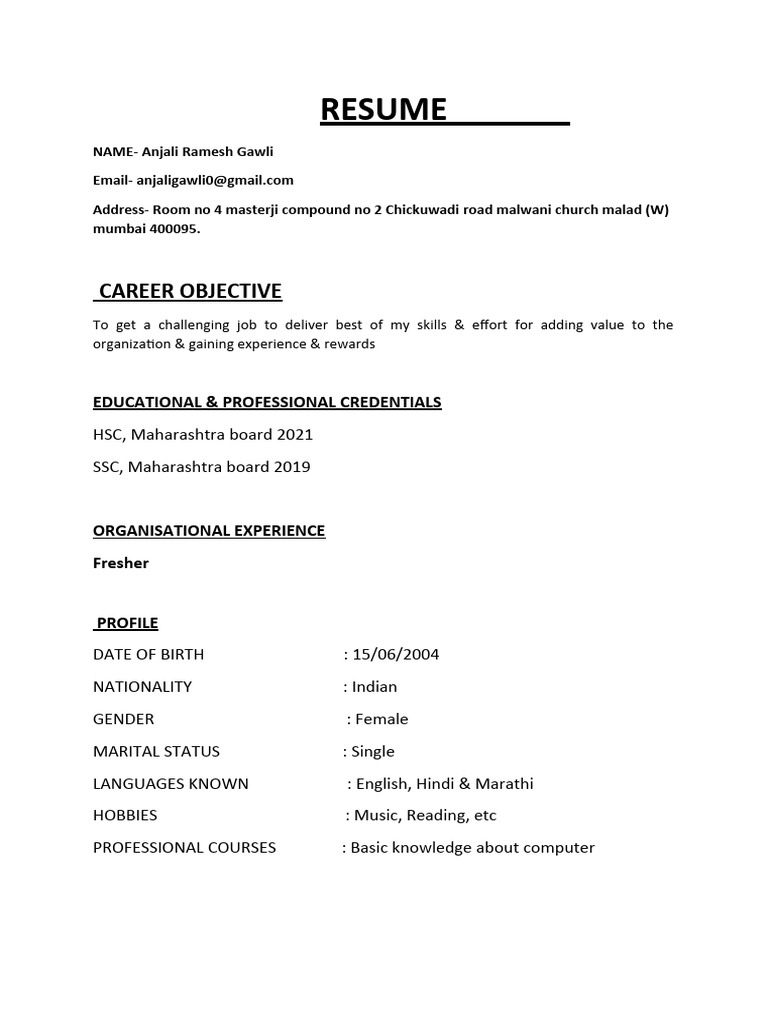 Anjali Resume | PDF