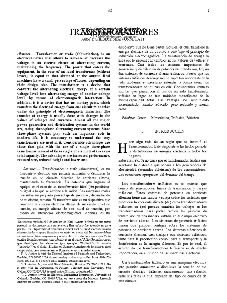 2023 Formato-Ieee | PDF | Transformador | Inductor