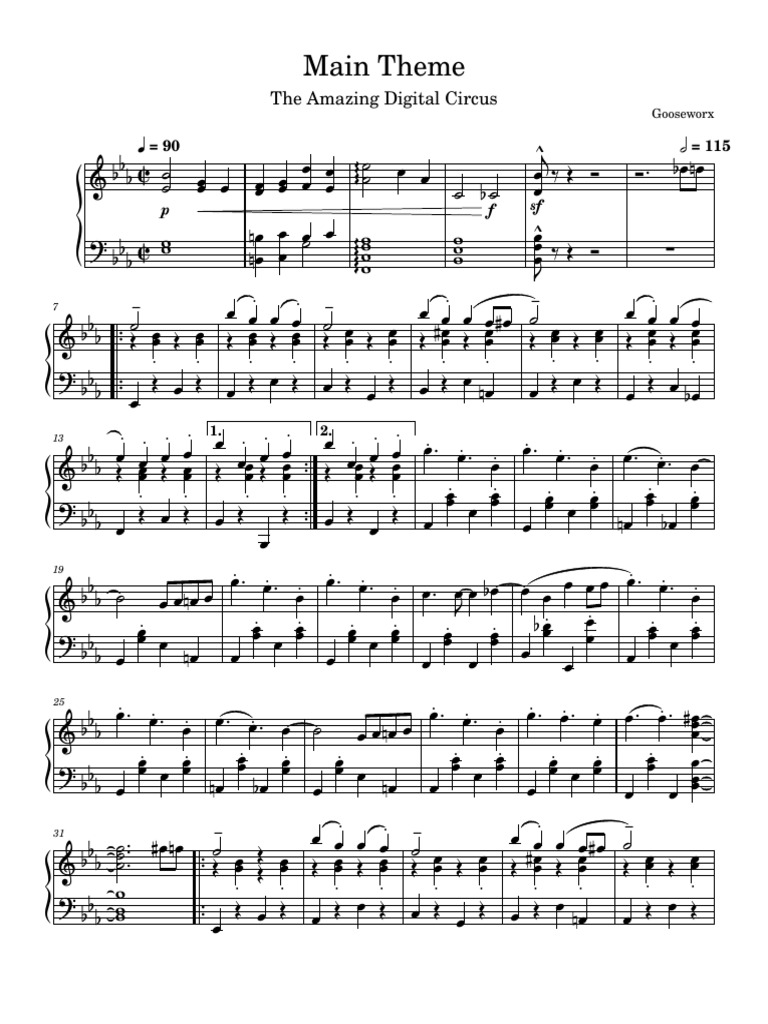 The Amazing Digital Circus Gooseworx Main Theme Pdf