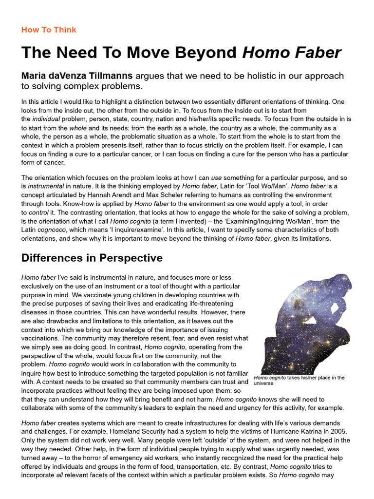 The Need To Move Beyond Homo Faber - Issue 106 - Philosophy Now | PDF ... The Need To Move Beyond Homo Faber - Issue 106 - Philosophy Now | PDF ...