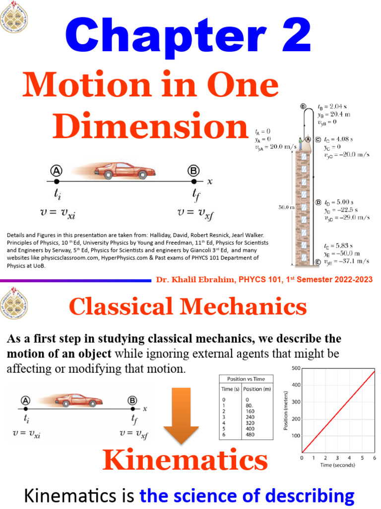 Chapter 2-1 Motion in One Dimension | PDF | Velocity | Speed