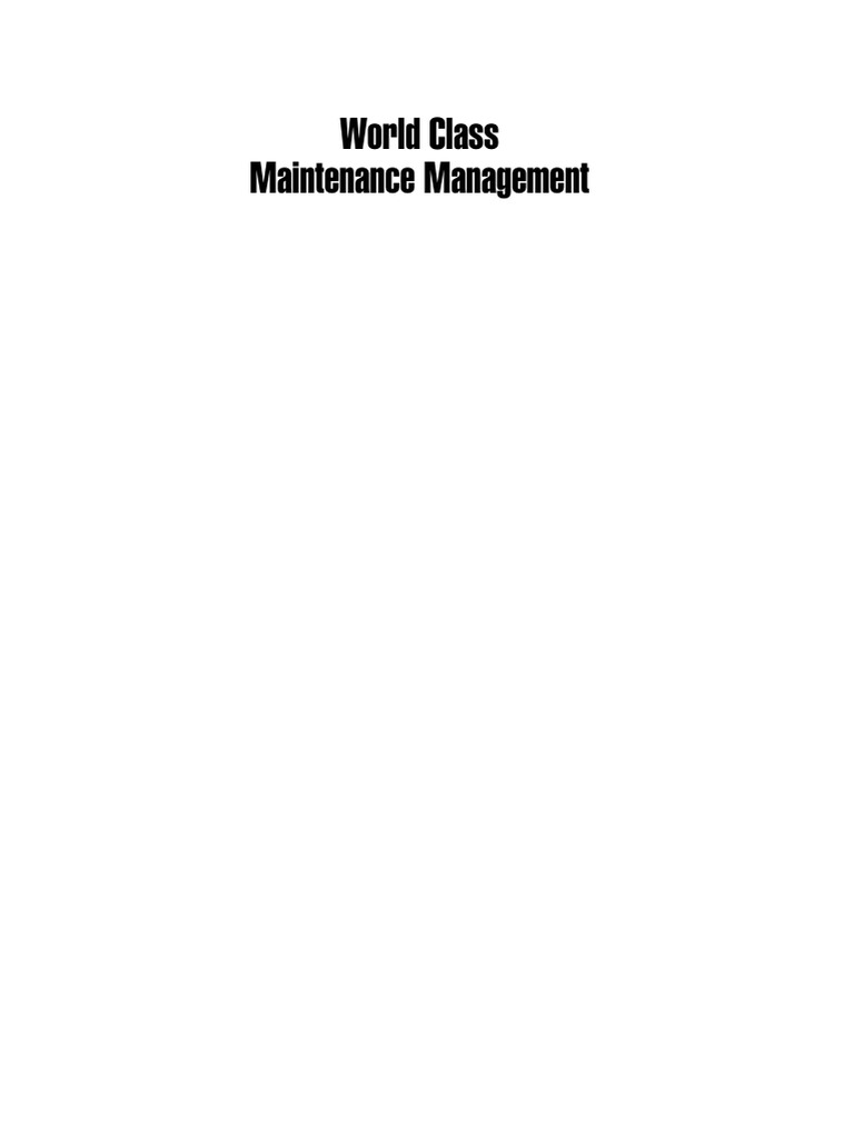 World Class Maintenance Management Guide | PDF | Supply Chain ...