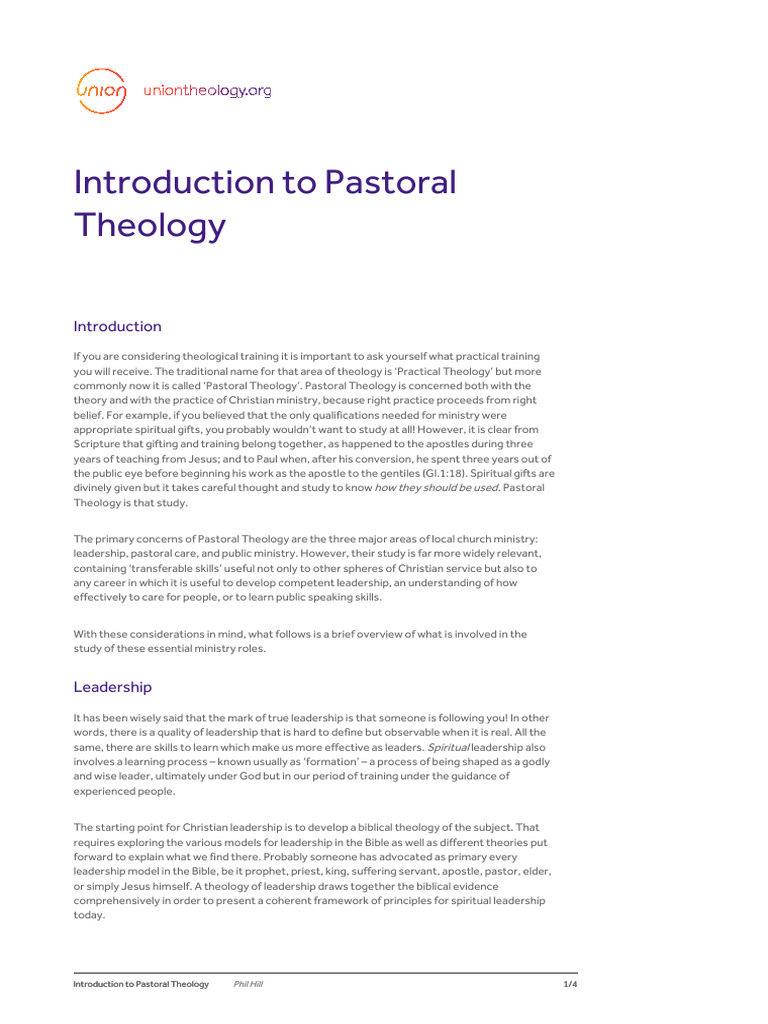 Introduction To Pastoral Theology | PDF | Sermon | Theology