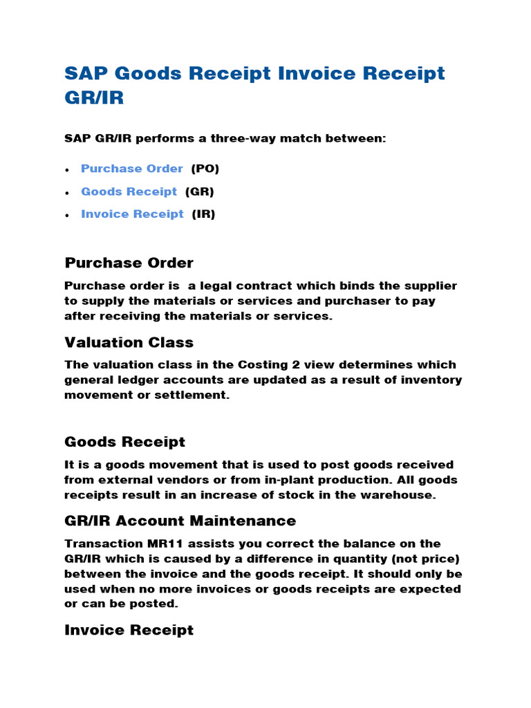 4.SAP Goods Receipt | PDF | Receipt | Invoice