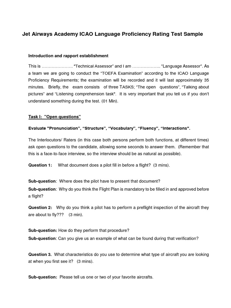 Jet Airways Academy ICAO Language Proficiency | PDF | Transport ...