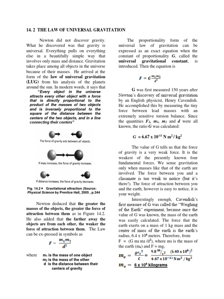 PHYSICS | PDF | Gravity | Newton's Law Of Universal Gravitation