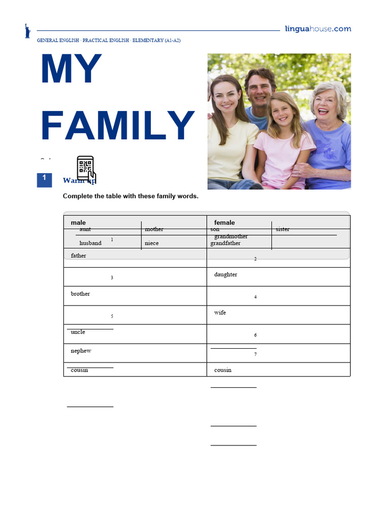 Family Vocabulary for Beginners | PDF | Linguistics | Human Communication