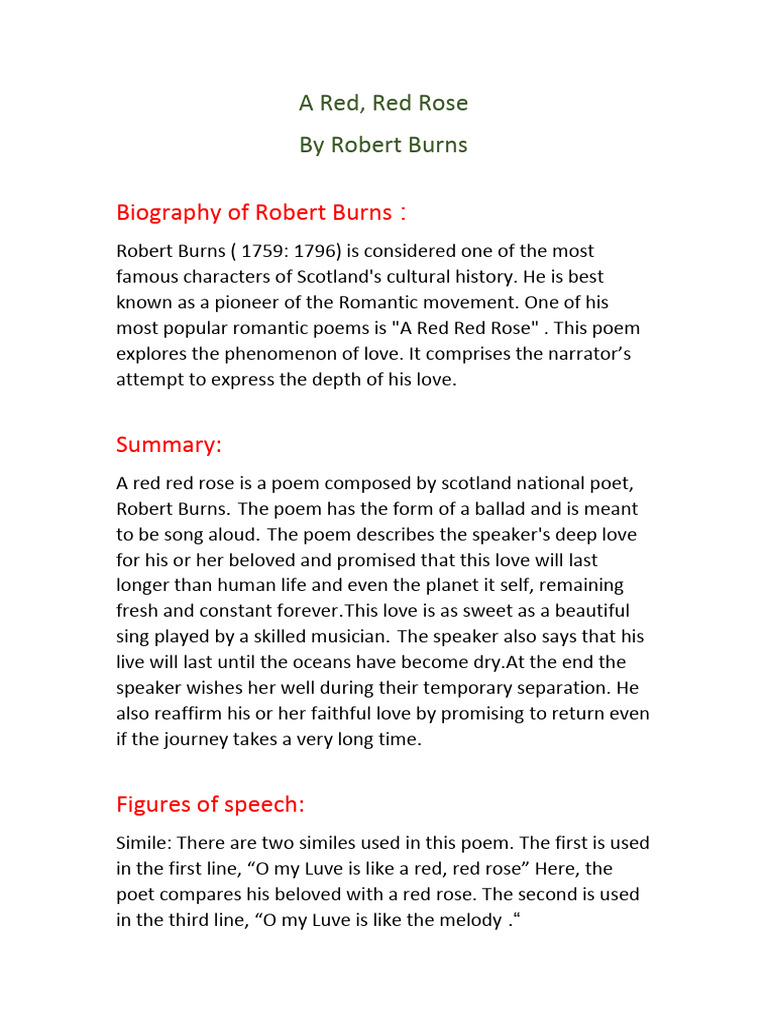 A Red Red Rose | PDF | Classics