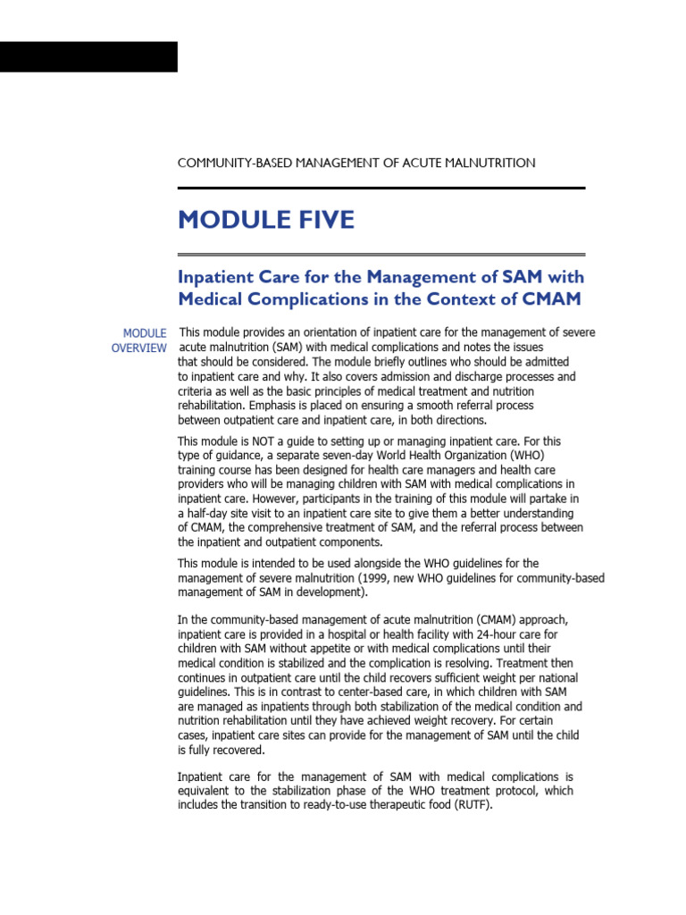 CMAM Training Module 5 | PDF | Patient | Malnutrition