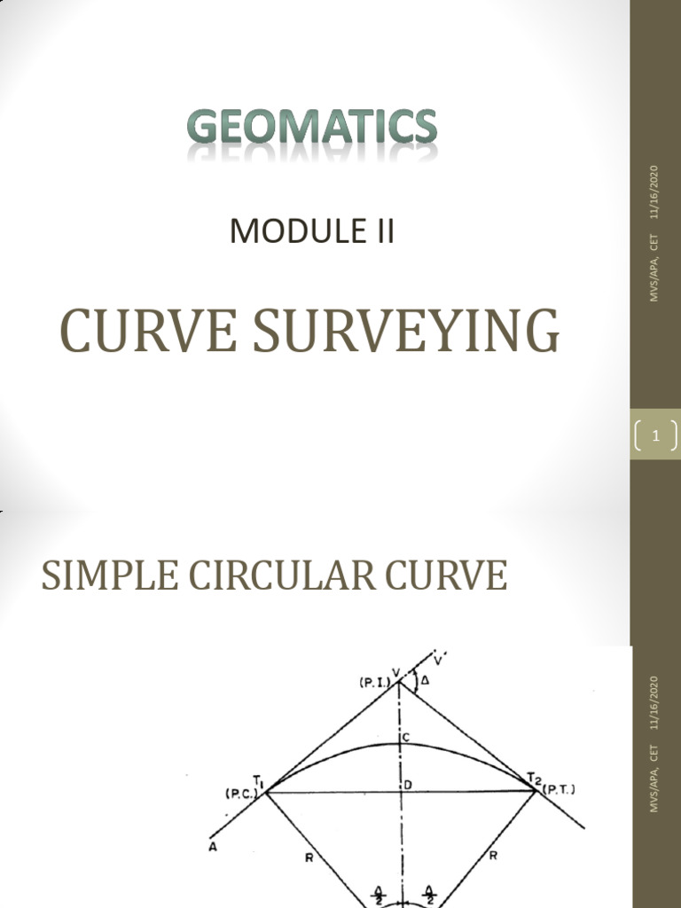 Mod Ii Geomatics Curve Surveying Pdf Curvature Tangent