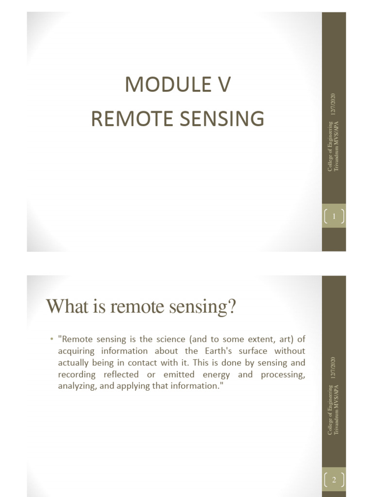 Module V-Geomatics - Remote Sensing | PDF | Electromagnetic Radiation ...