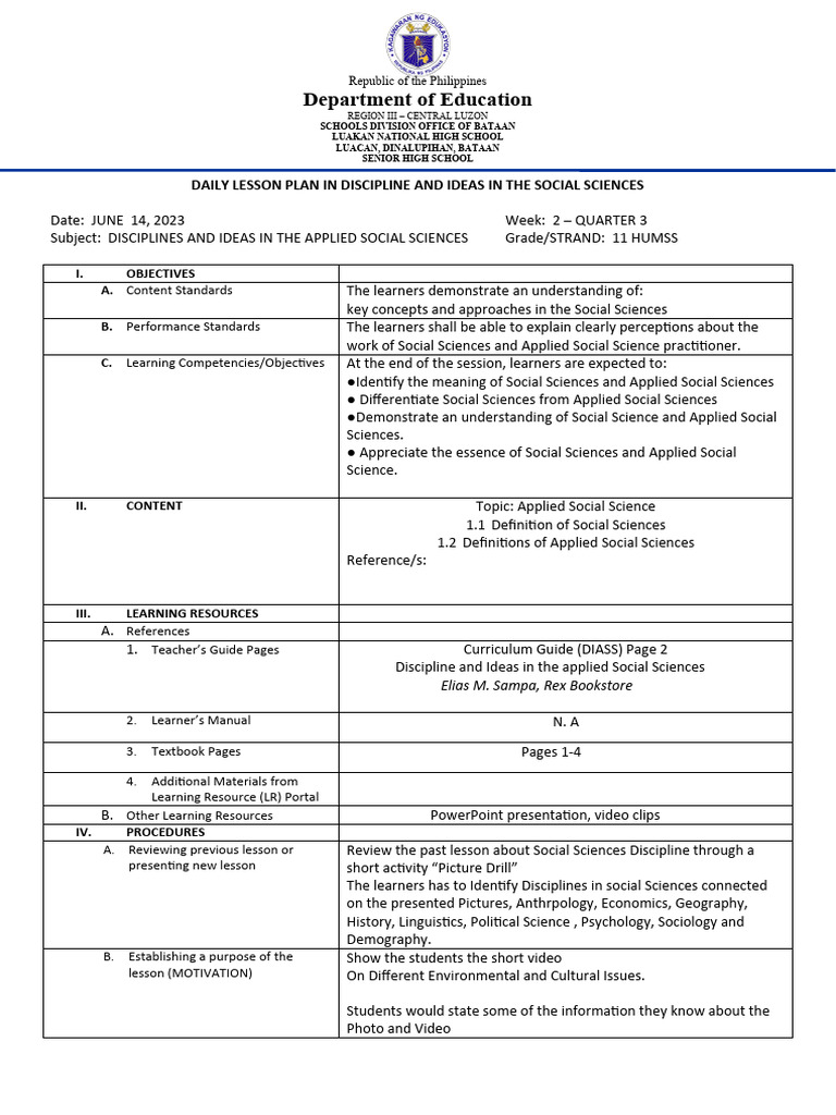 Cot 3 LP - Diass | PDF | Social Sciences | Science