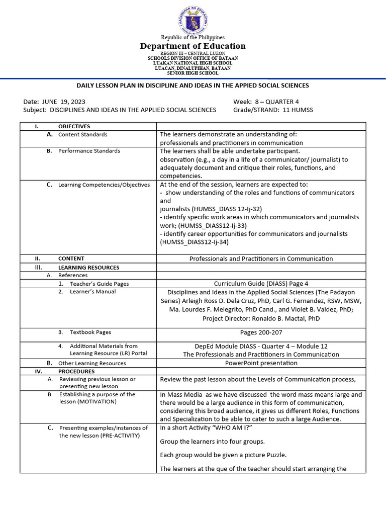 Cot 4 LP - Diass | PDF | News | Public Relations