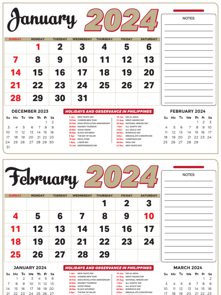 Calendar 2024 Red Beige | PDF | Observances | Traditions
