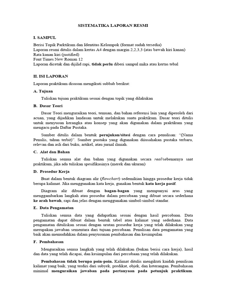 Panduan Laporan Praktikum Resmi | PDF