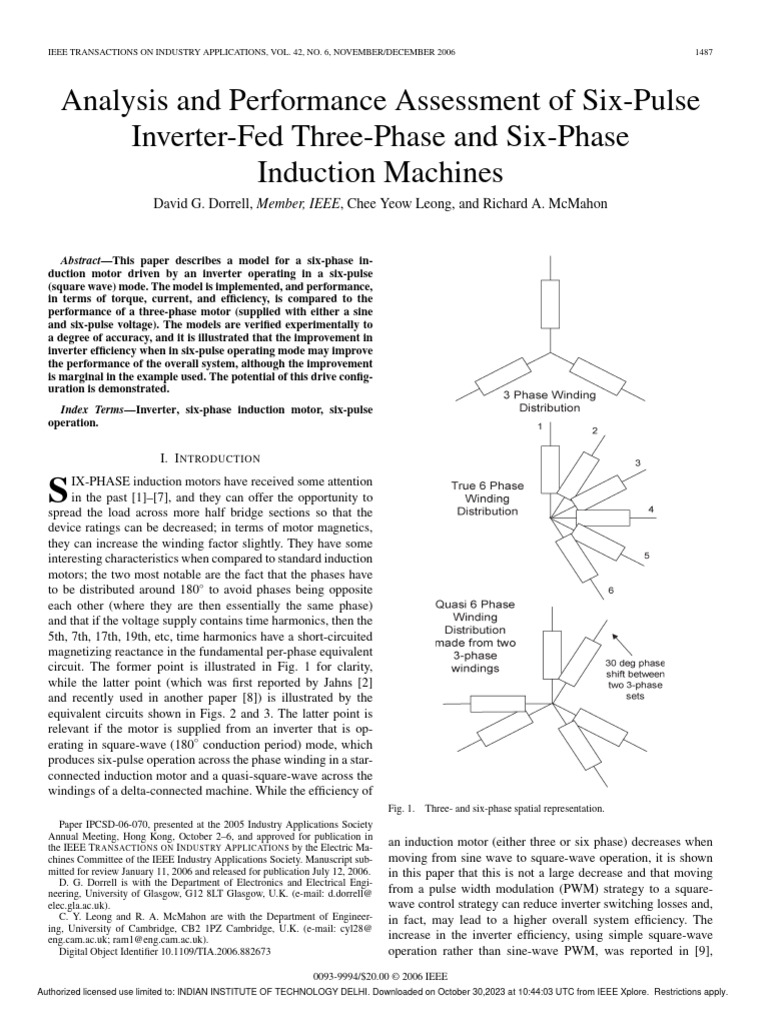 Analysis and Performance Assessment of Six-Pulse Inverter-Fed Three ...