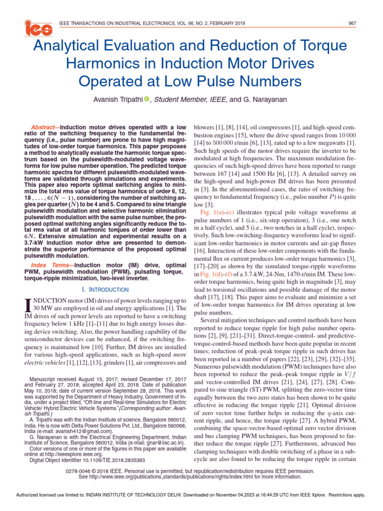 Analytical Evaluation and Reduction of Torque Harmonics in Induction ...