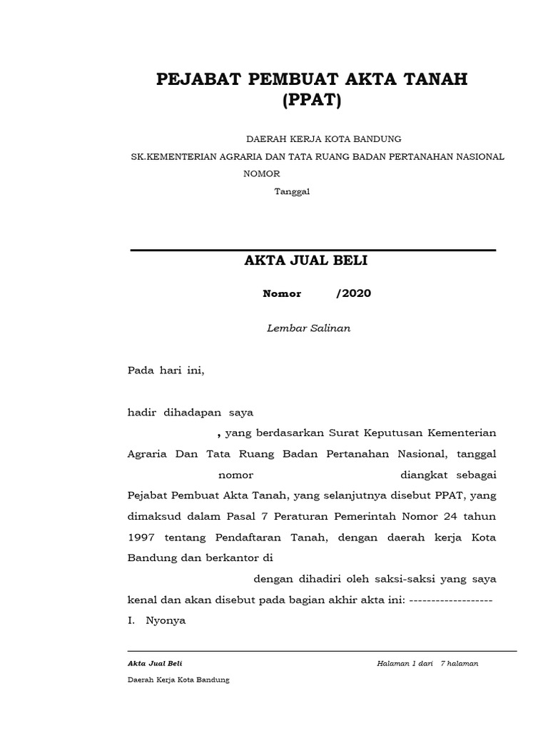 Blanko Akta Ajb Kota-ibu Yenni Salinan | PDF