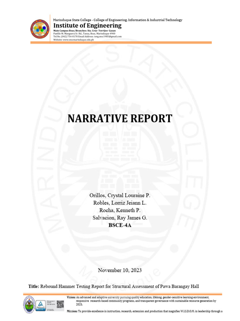 Narrative Report - November 10 | PDF