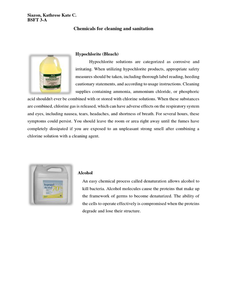 Chemicals For Cleaning and Sanitation | PDF | Disinfectant | Chlorine