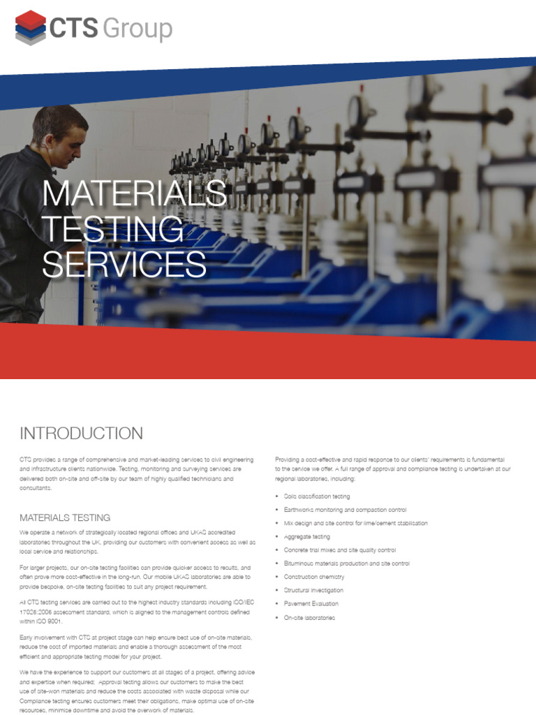 Comprehensive Materials Testing Services | PDF | Concrete | Laboratories