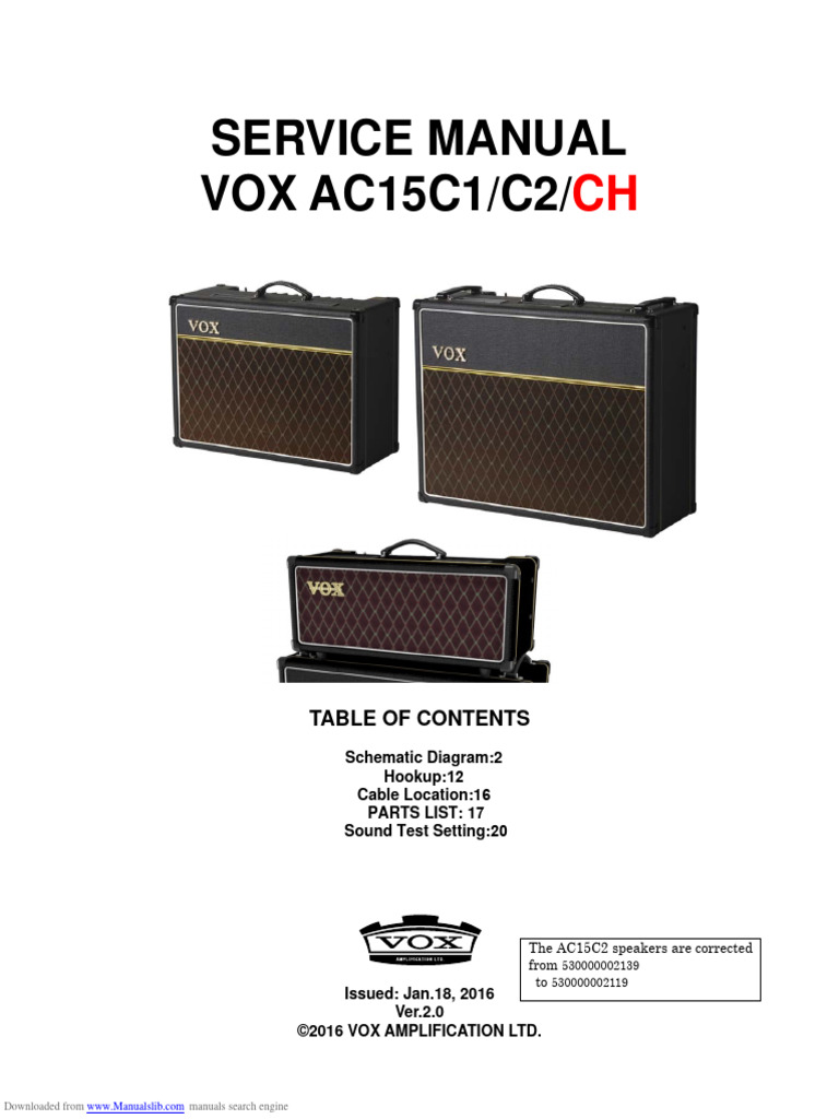 VOX AC15C1 Service Manual | PDF