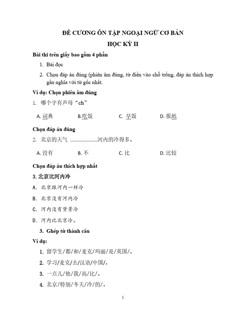 De Cuong On Tap Co Ban Ky II | PDF