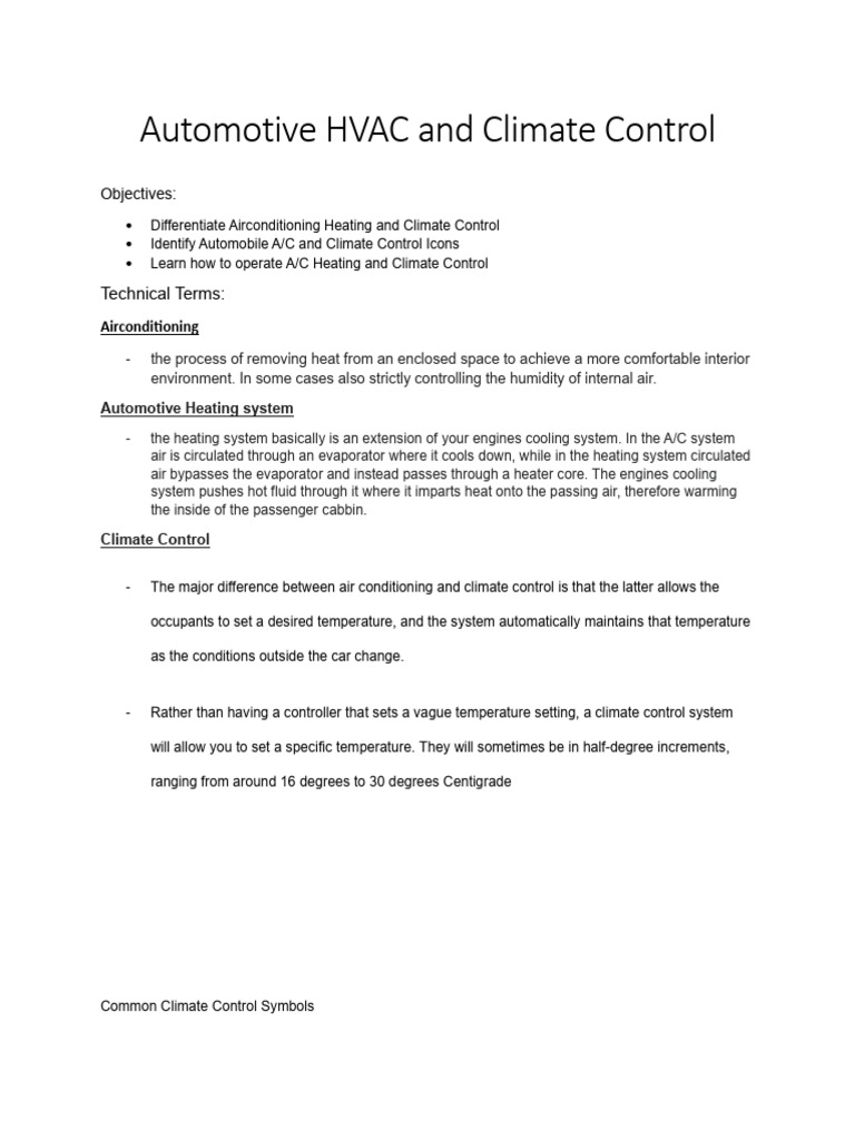 Automotive Air Condition and Climate Controls | PDF | Air Conditioning ...