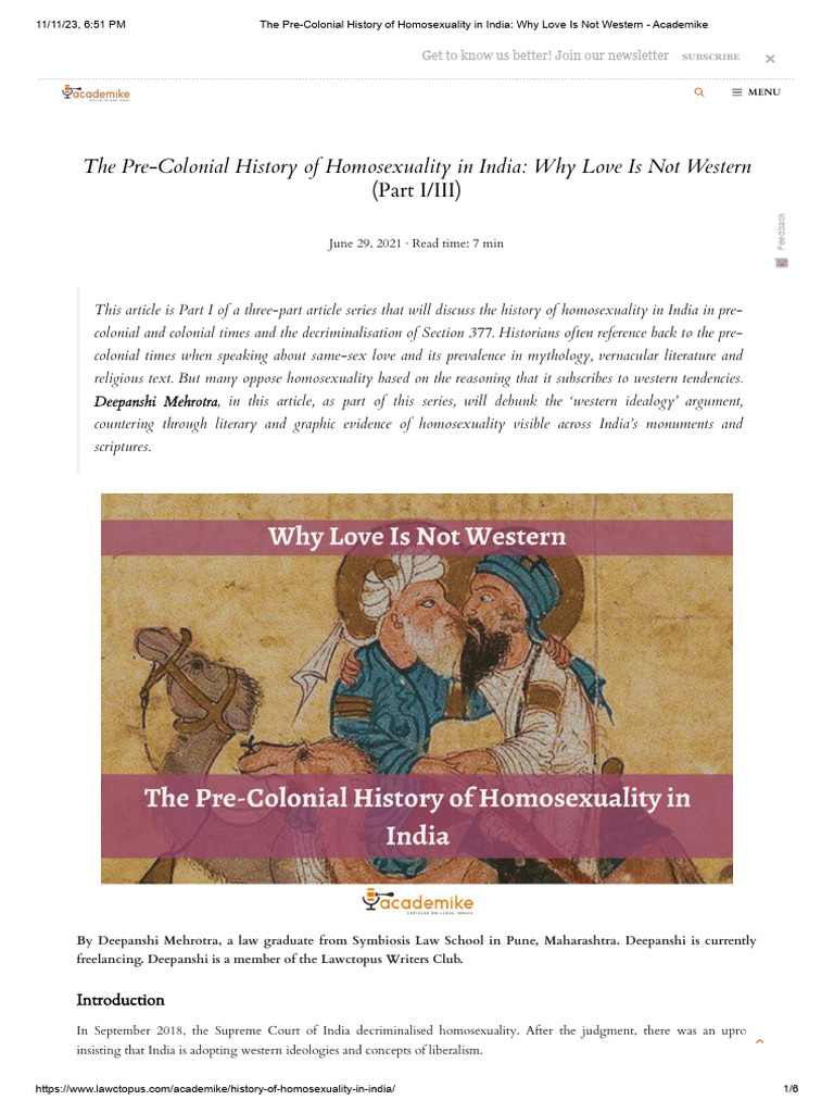 The Pre-Colonial History of Homosexuality in India - Why Love Is Not ...