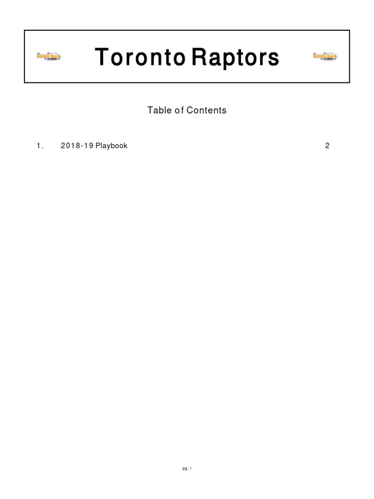 2018 19 Toronto Raptors Playbook | PDF