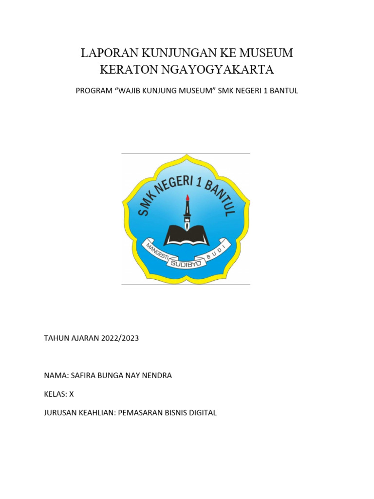 Laporan Kunjungan Ke Museum Keraton Ngayogyakarta | PDF | Ilmu Sosial | Perjalanan