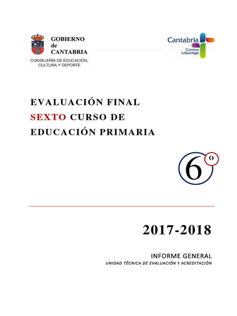 Informe Evaluacion Final 6º Curso de Educacion Primaria 17-18 | Descargar gratis PDF | Educación ...