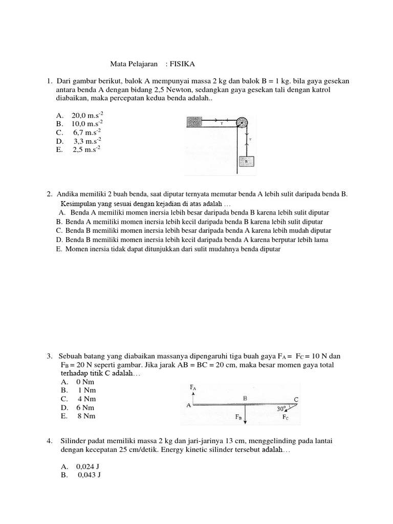 #PAS Fisika Soal SEM.3 Uji Coba 2 | PDF