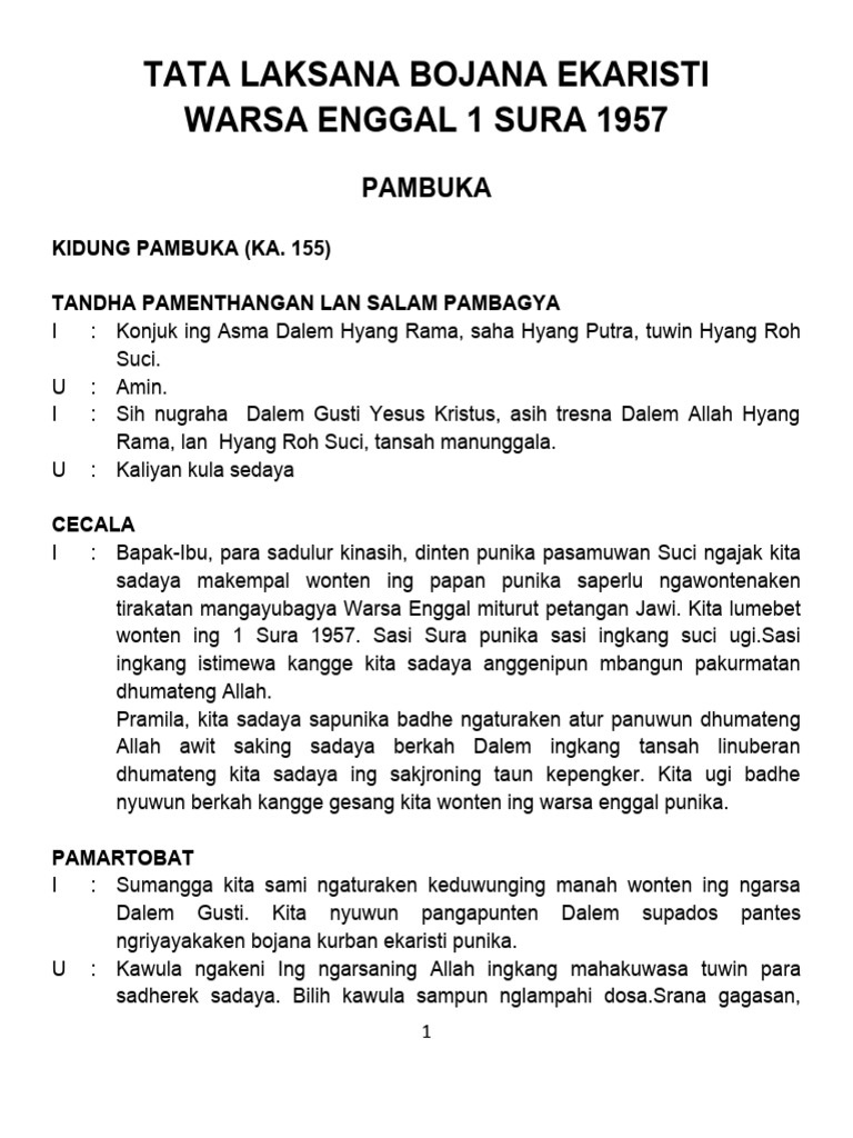 Tata Bojana Ekaristi | PDF | Agama & Spiritualitas