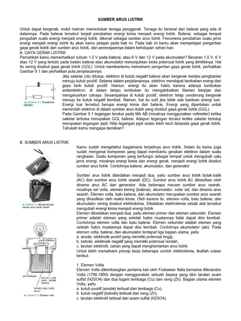 Sumber Arus Listrik pada Baterai dan Aki | PDF | Sains & Matematika
