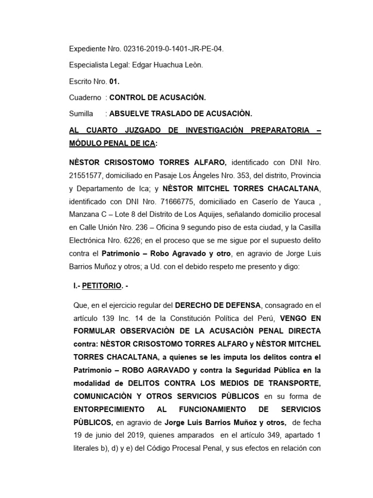 Expediente de Nestor Torres | PDF | Procedimiento Criminal | Fiscal