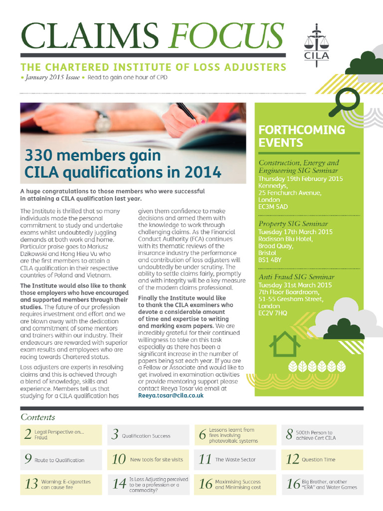 C3 Claims Focus - Chartered Institute of Loss Adjusters | PDF