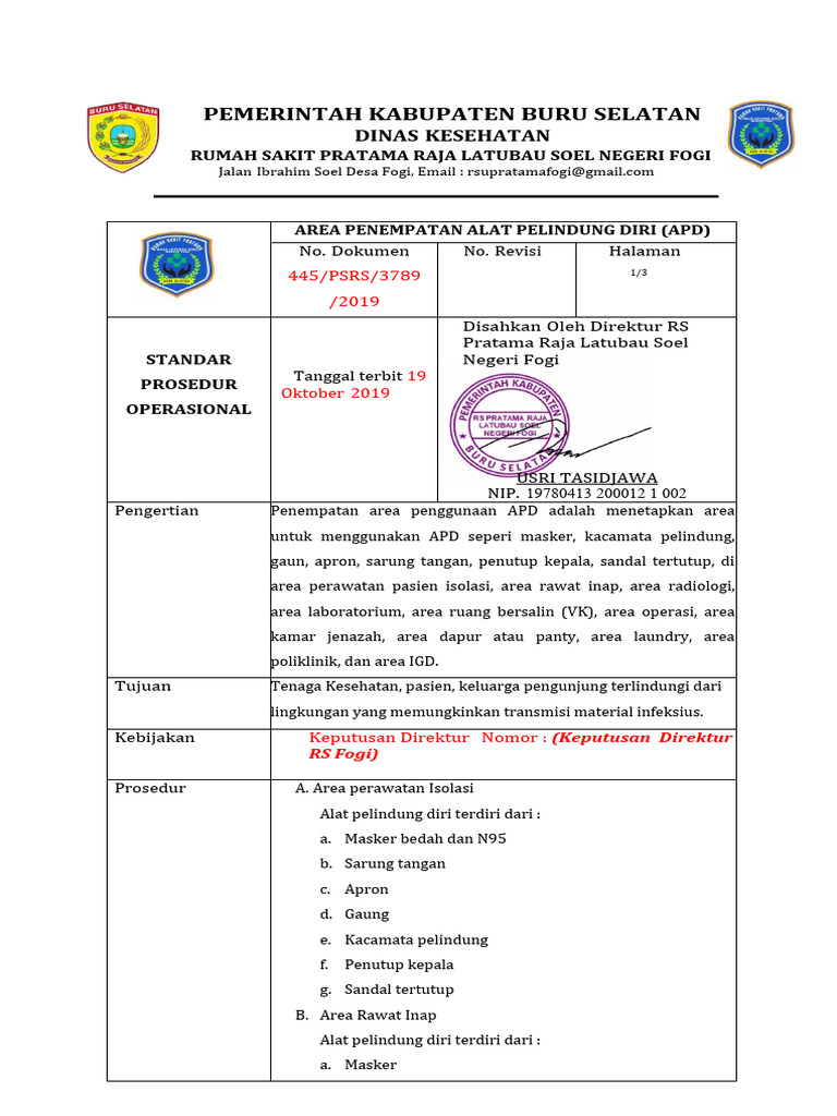 Spo Area Penempatan Apd | PDF