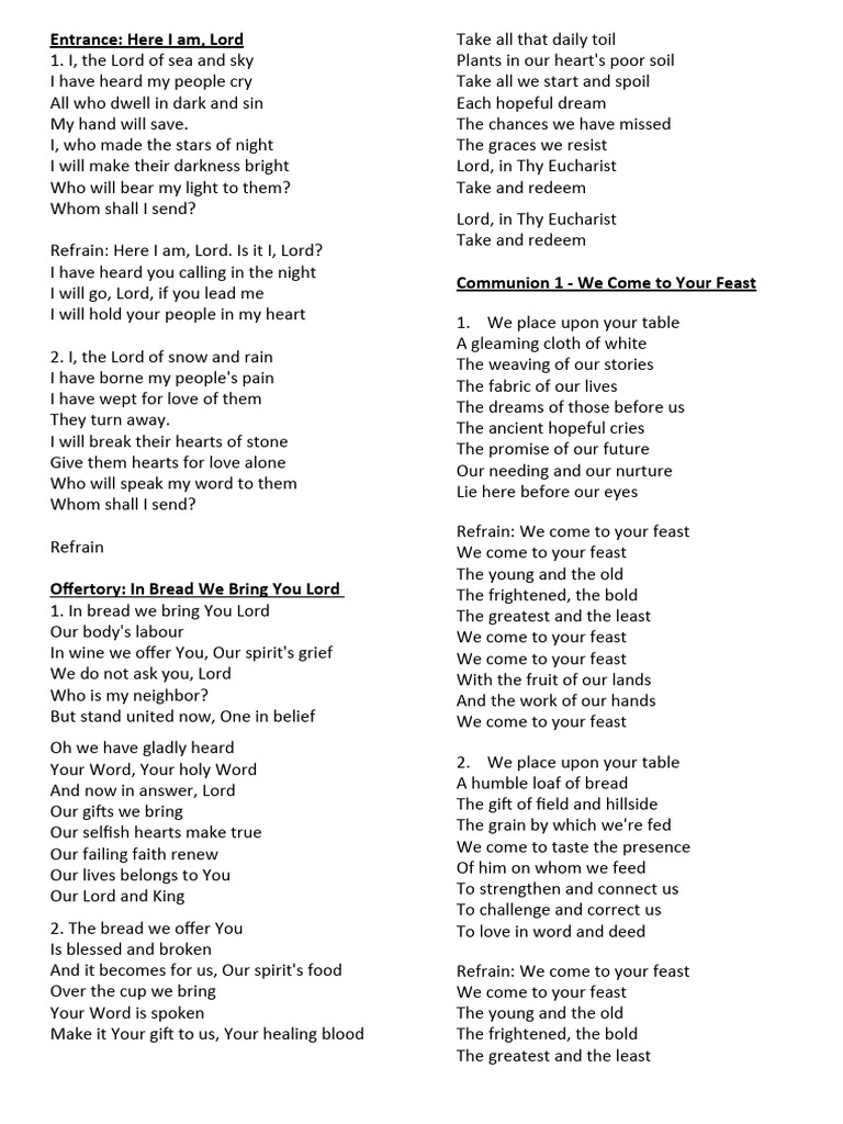 Communion Hymns and Lyrics Collection | PDF | Eucharist | Jesus