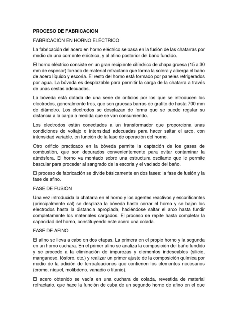 PROCESO DE FABRICACION Del Acero | PDF | Acero | Laminado (metalmecánica)