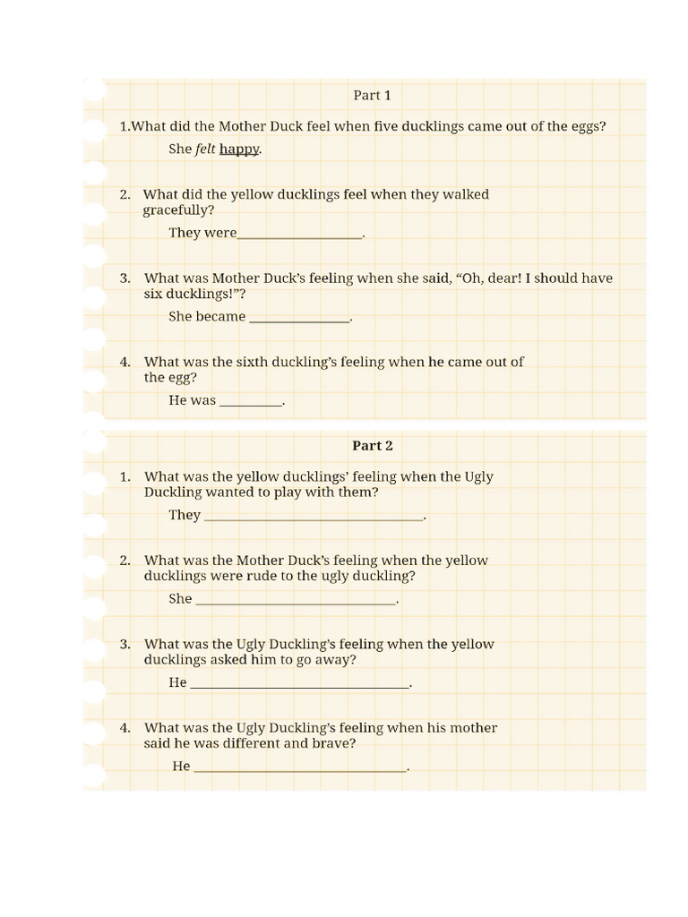 Worksheet Ugly Duckling | PDF