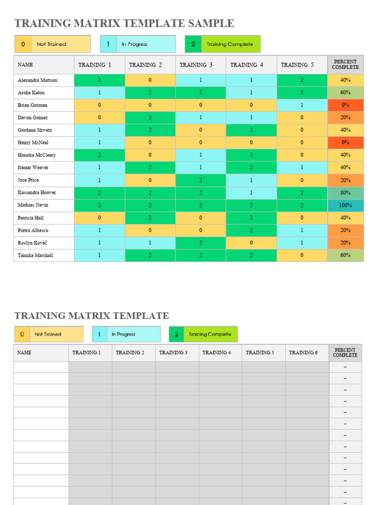 IC Training Matrix Template Sample 11623 | PDF