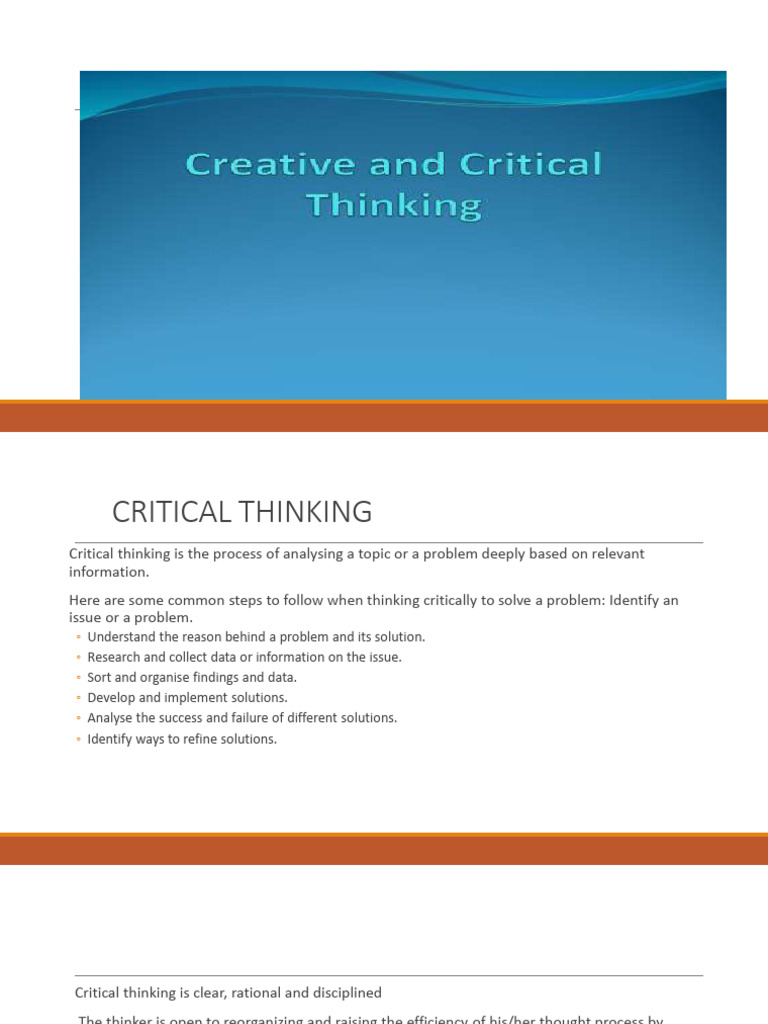 Creative and Crictical Thinking | PDF | Critical Thinking | Thought