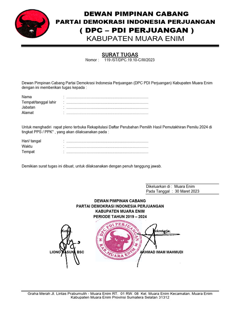 Surat Tugas Pleno PPS-PPK | PDF