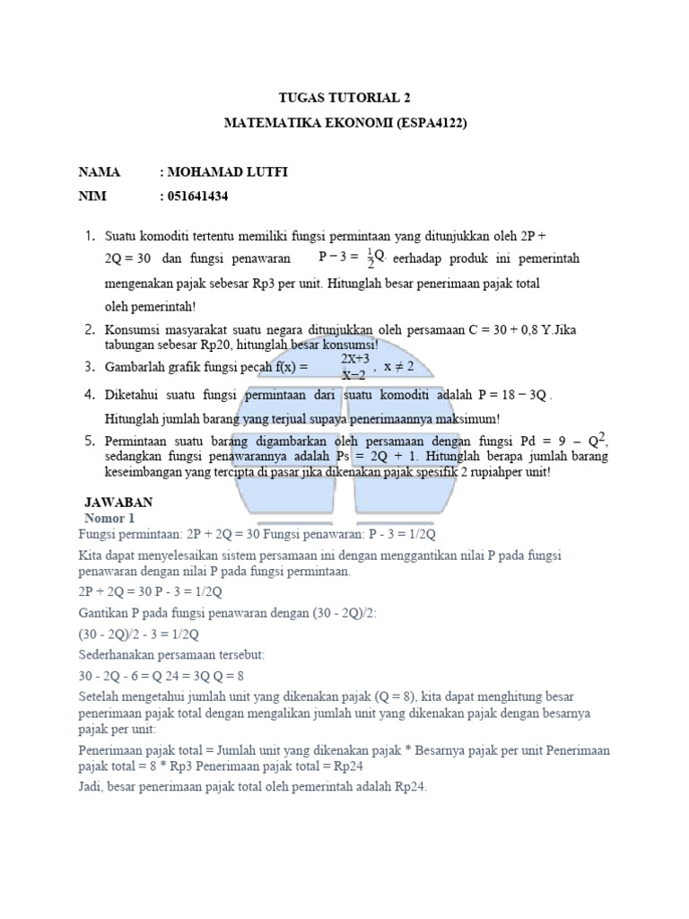 Soal dan Penyelesaian Matematika Ekonomi | PDF