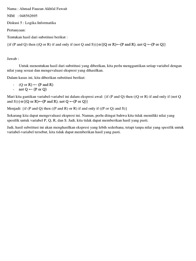 Diskusi 5 Logika Informatika | PDF | Sains & Matematika