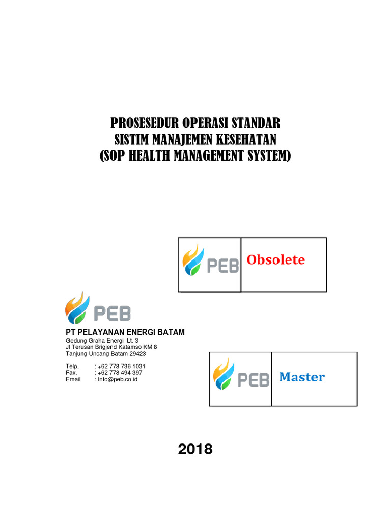 PEB - SOP-010.03 SOP Sistim Manajemen Kesehatan Rev.01 | PDF