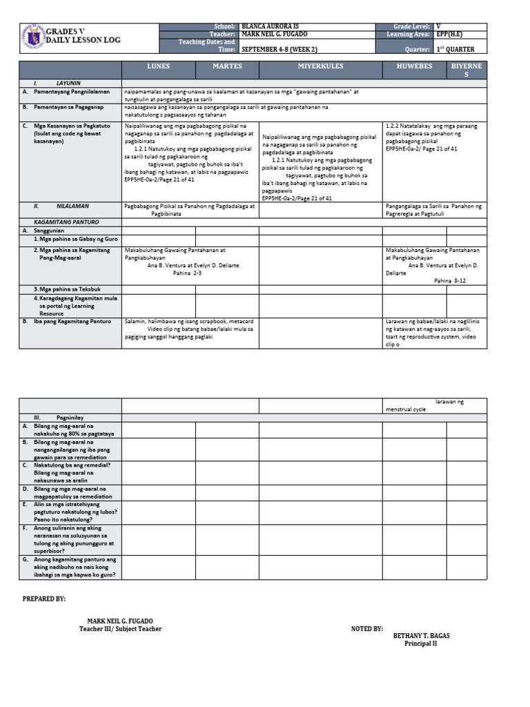 DLL - Epp 5 - Q1 - W2 | PDF